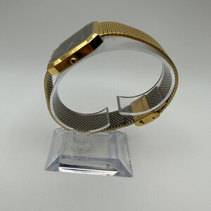 Vintage Helbros Square Quartz Gold Tone 27mm Adjustable Ladies Black ...