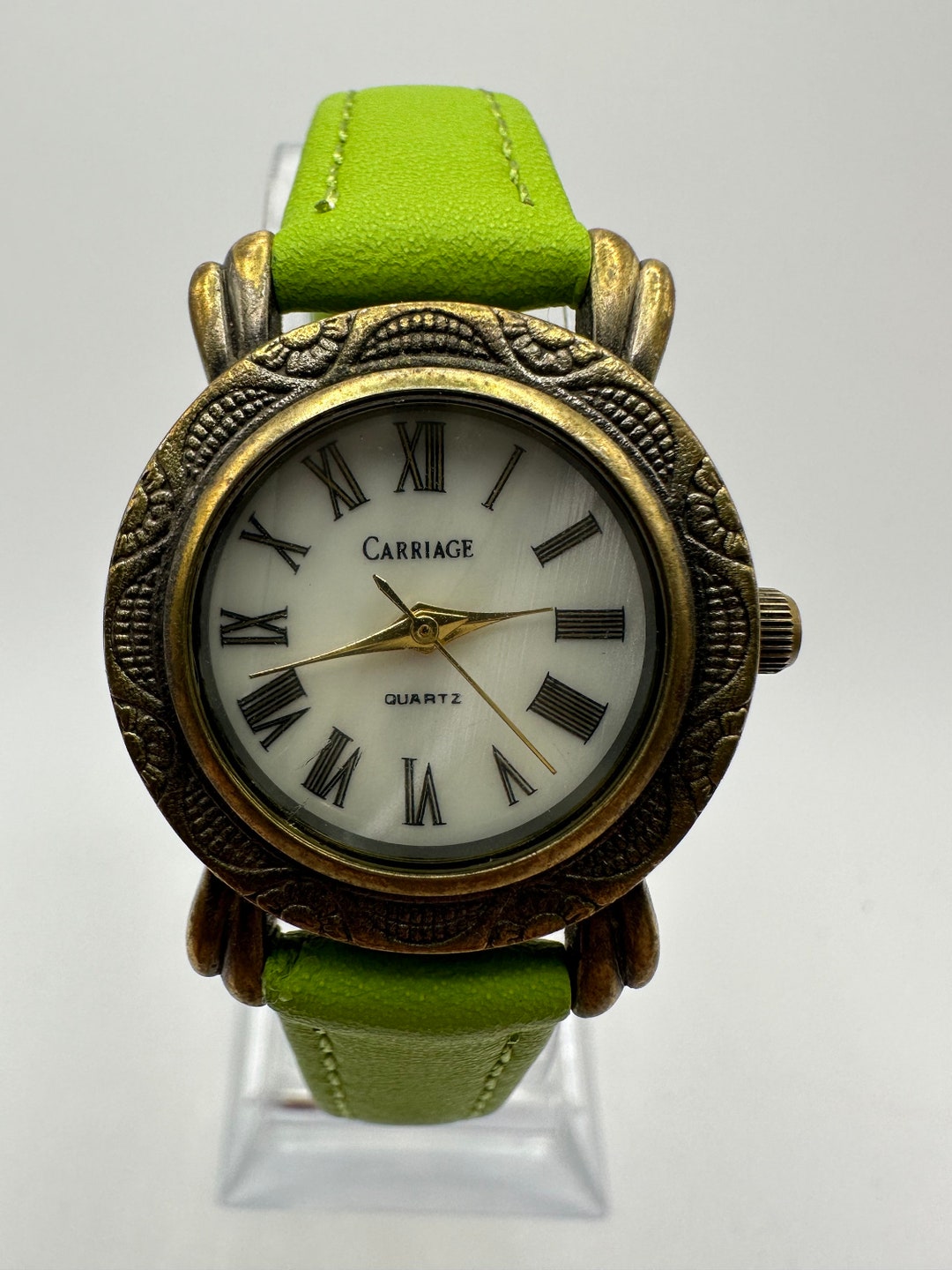 Vintage Carriage by Timex Ladies Bronze Qaurtz Watch Roman Numerals ...