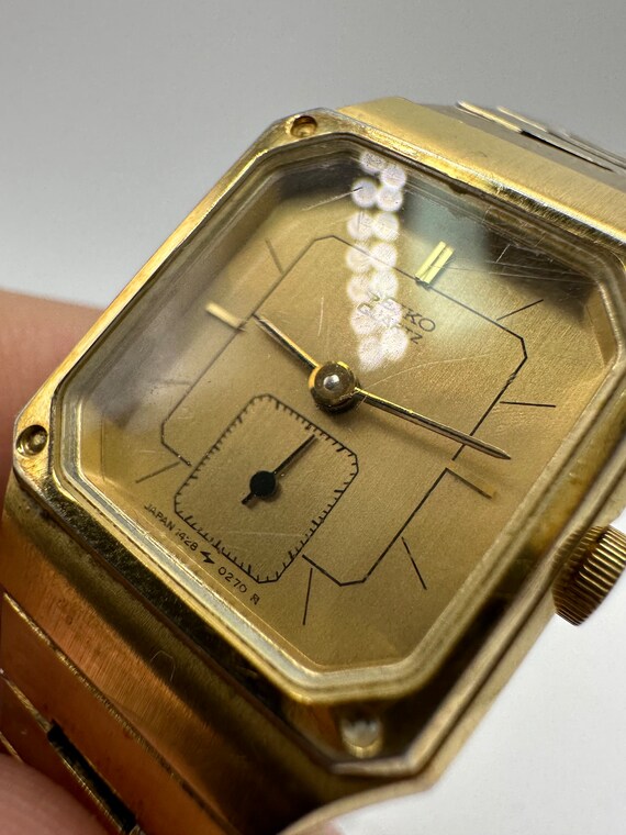 vintage Seiko RARE 1428 ladies gold tone tank Watch s… - Gem