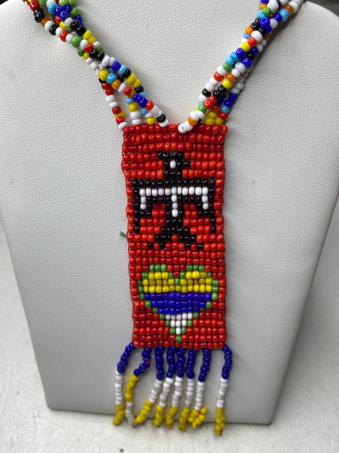 Vintage First Nations Beaded Necklace With Pendant 25” Navaho ...