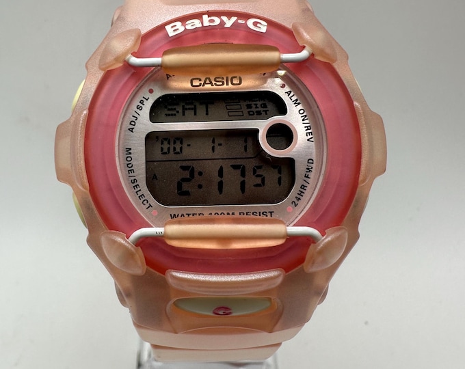 Vintage Casio Baby G Shock 2286 Laides Pink Digital Rubber Watch Japan ...