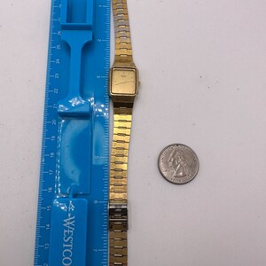 Vintage Seiko 5421 Gold Tone Tank Watch Gift Her Ladies Women Mom Adjustable Sqaure Rectangle ...