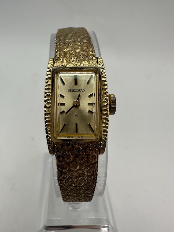 vintage Seiko gold tone hand mechanical wind ladies t… - Gem