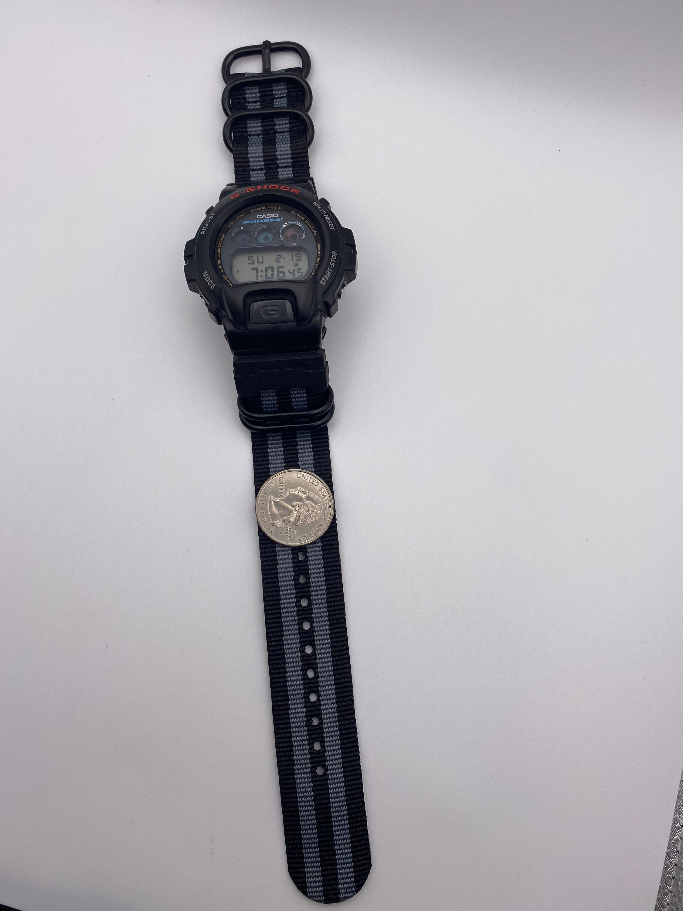 Vintage G-shock DW-6900 With 24mm Nato Strap and Adapters Large Black ...