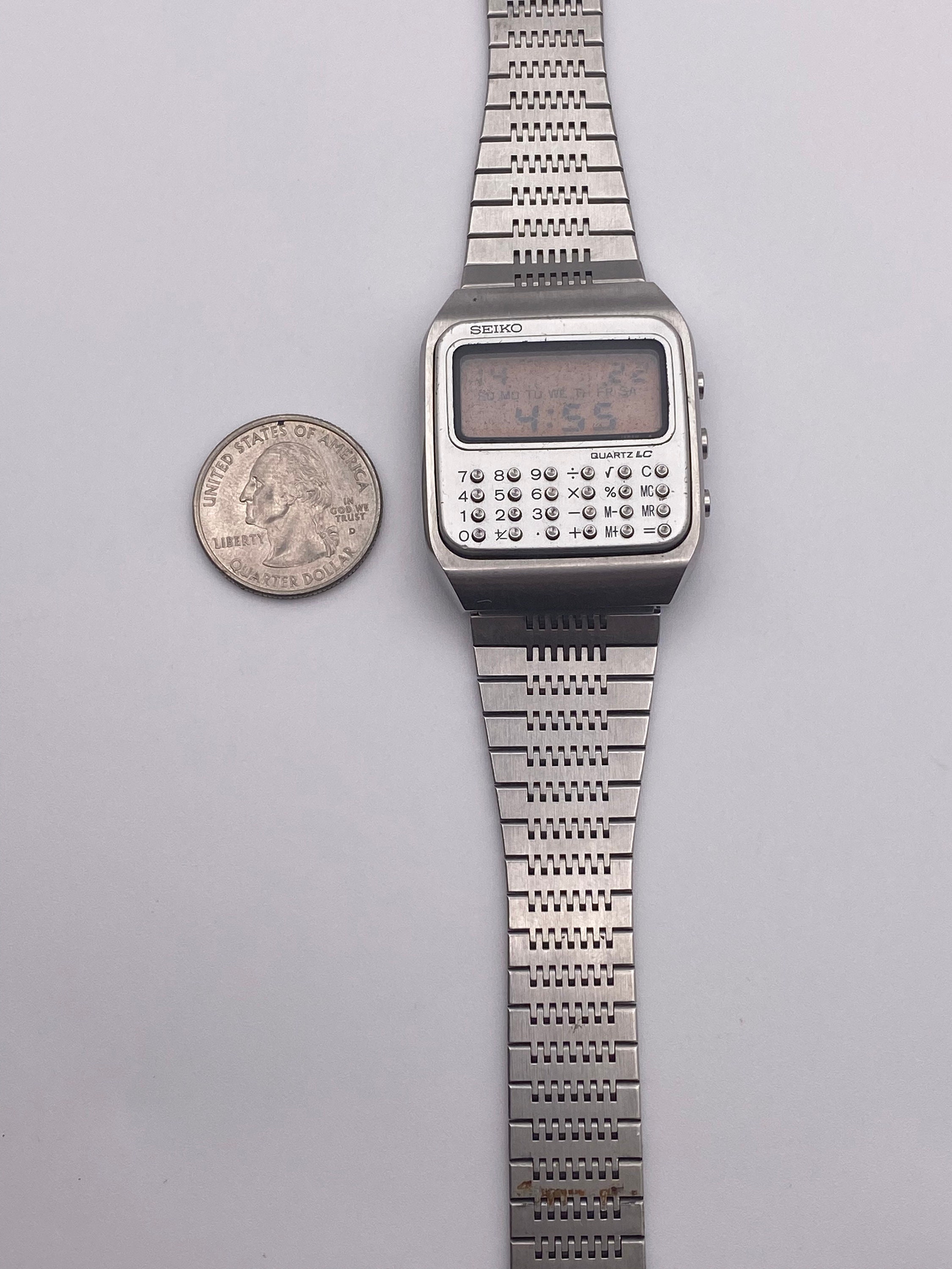 Needs Work Seiko C359 5007 Digital Lcd Vintage Watch Stainless Silver ...