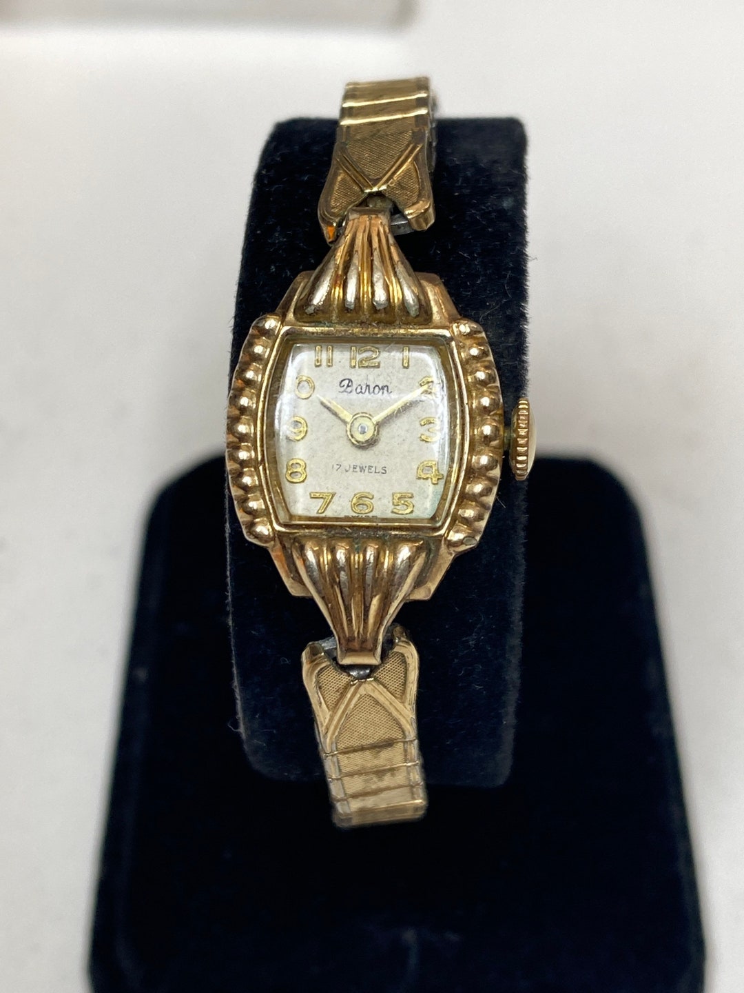 Antique Baron Mechanical Wind Gold Tone Ladies Wrist Watch Manual ...
