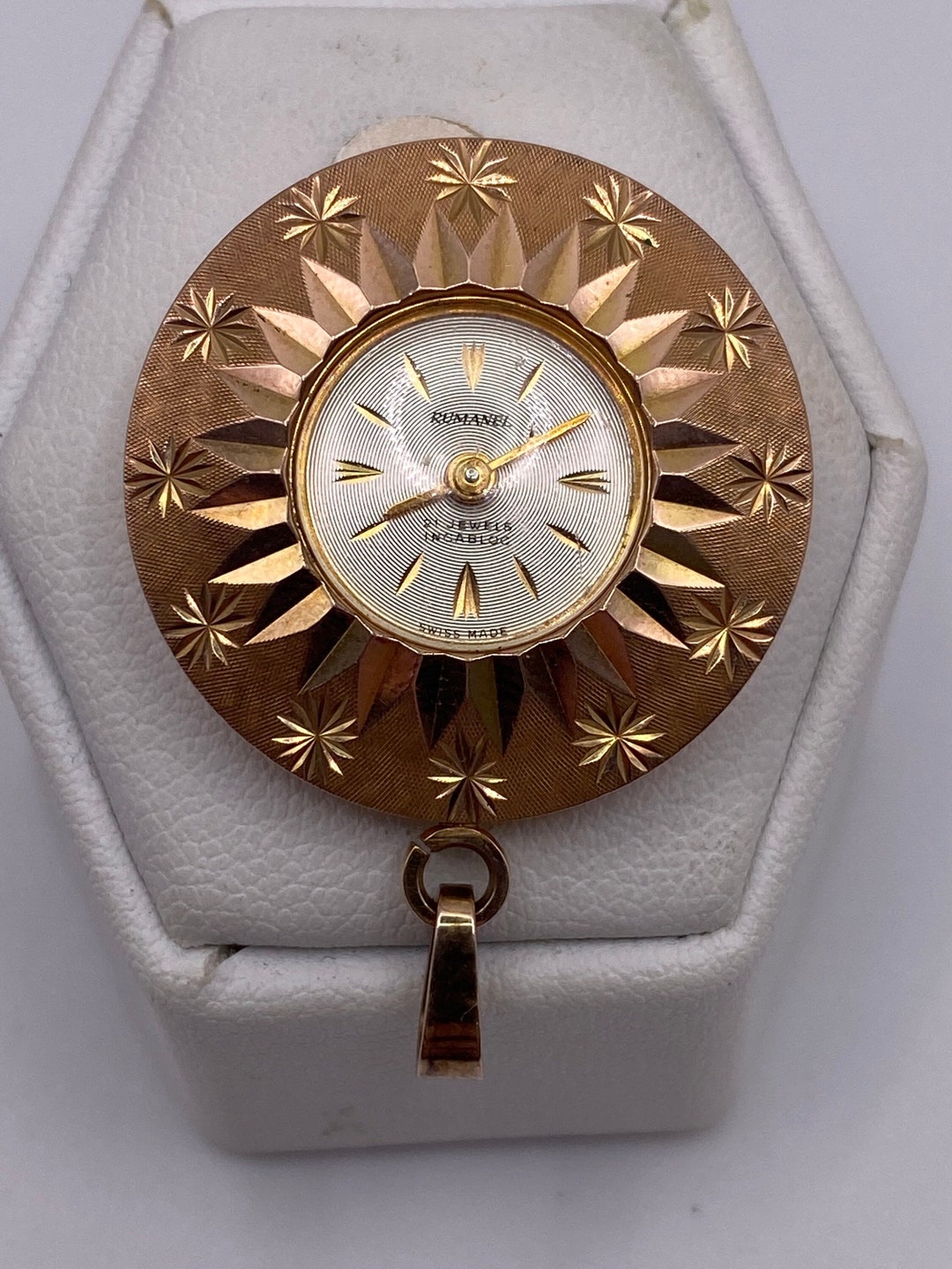 Vintage Rumanel 21 Jewels Rose Gold Plate Push Out Watch Pendant for ...