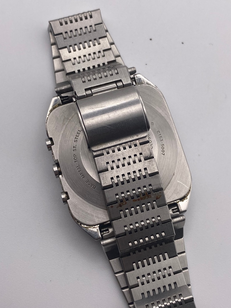 Needs Work Seiko C359 5007 Digital Lcd Vintage Watch Stainless Silver ...