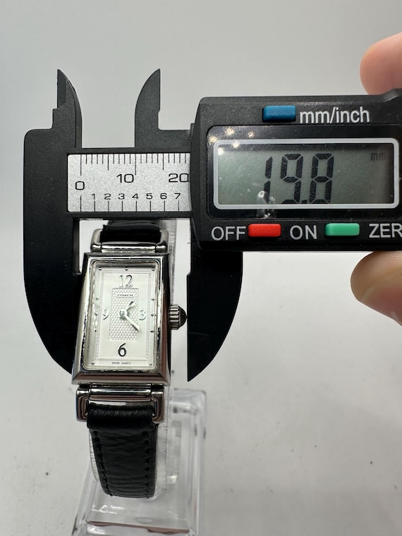 coach vintage Swiss made ladies silver tank Watch bla… - Gem