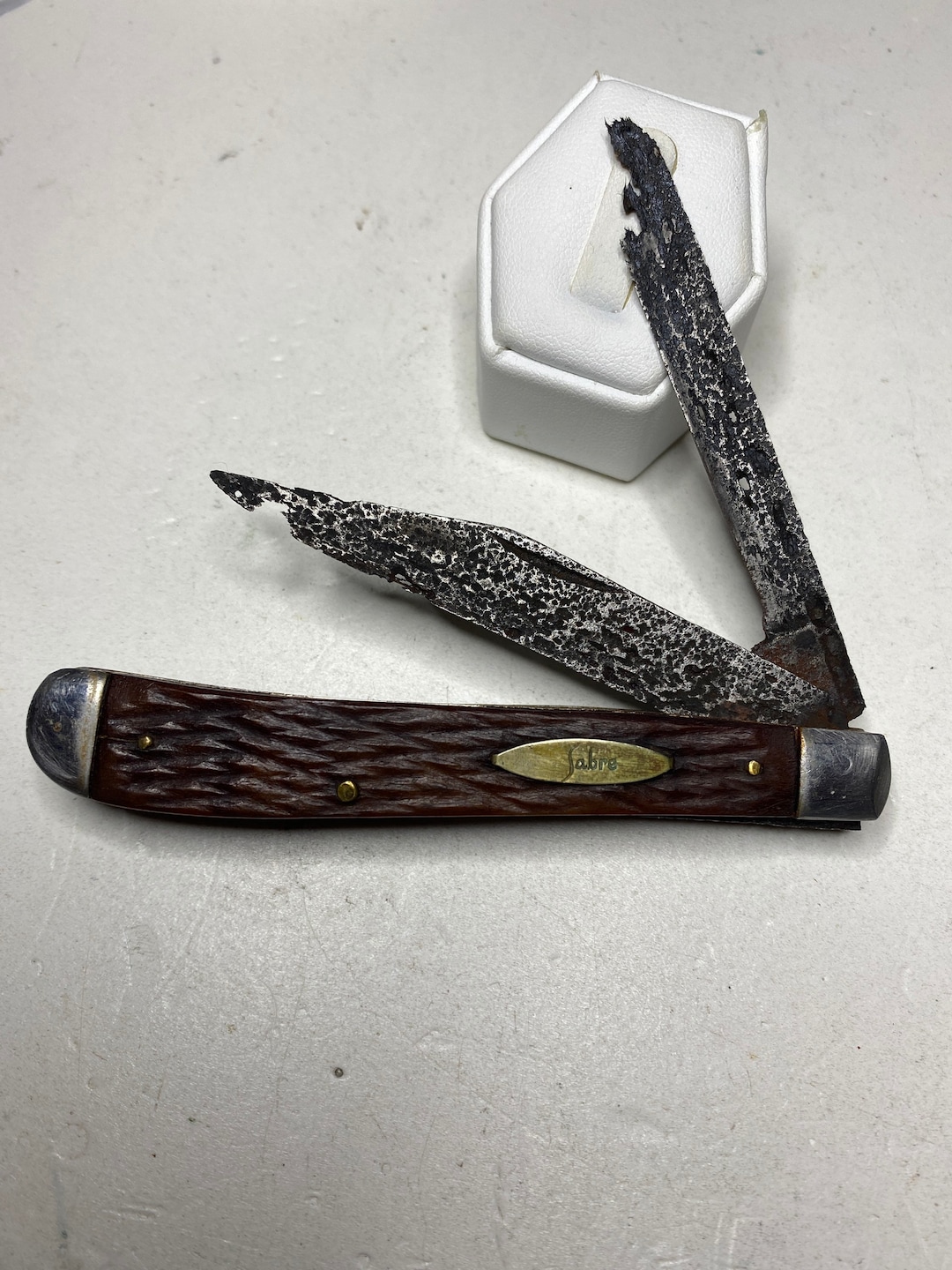 Antique Heavily Worn Sabre Pocket Knife Folding Wood Gift Him Her Men ...