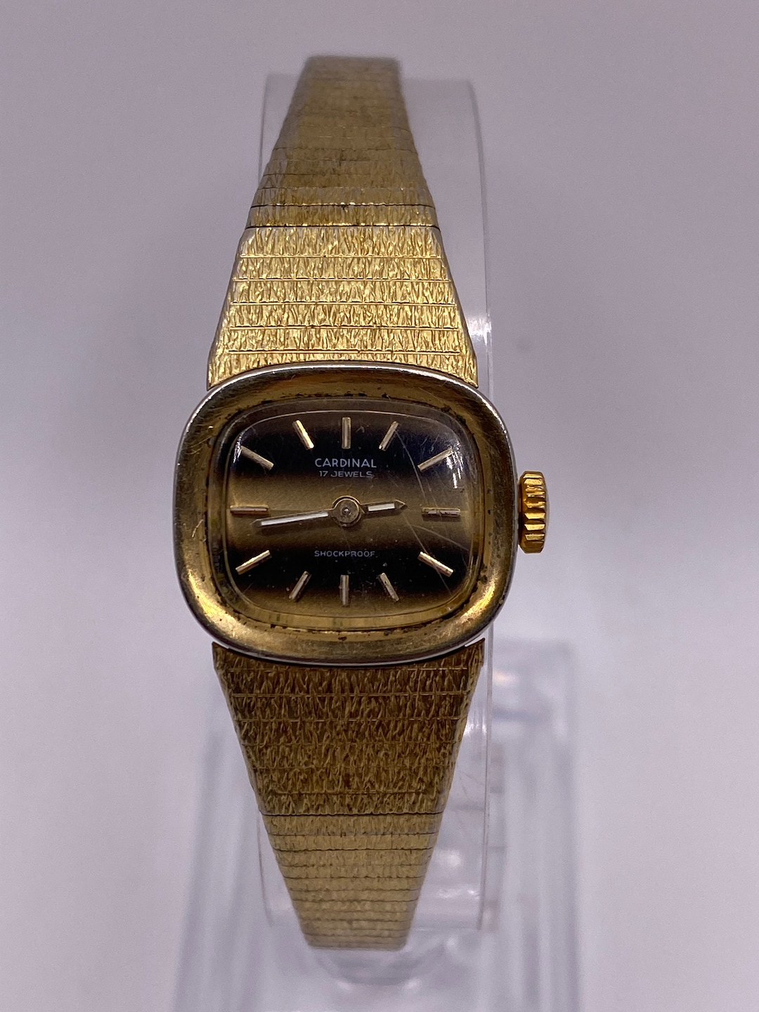 Vintage Cardinal 17 Jewels Mechanical Wind Watch Gold Tone Gift Her ...