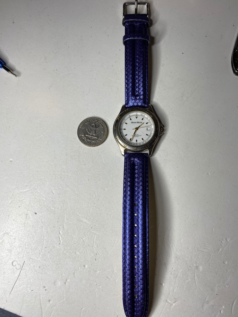 Vintage Hugo Max 38mm Quartz Japan Wrist Watch Purple Leather - Etsy