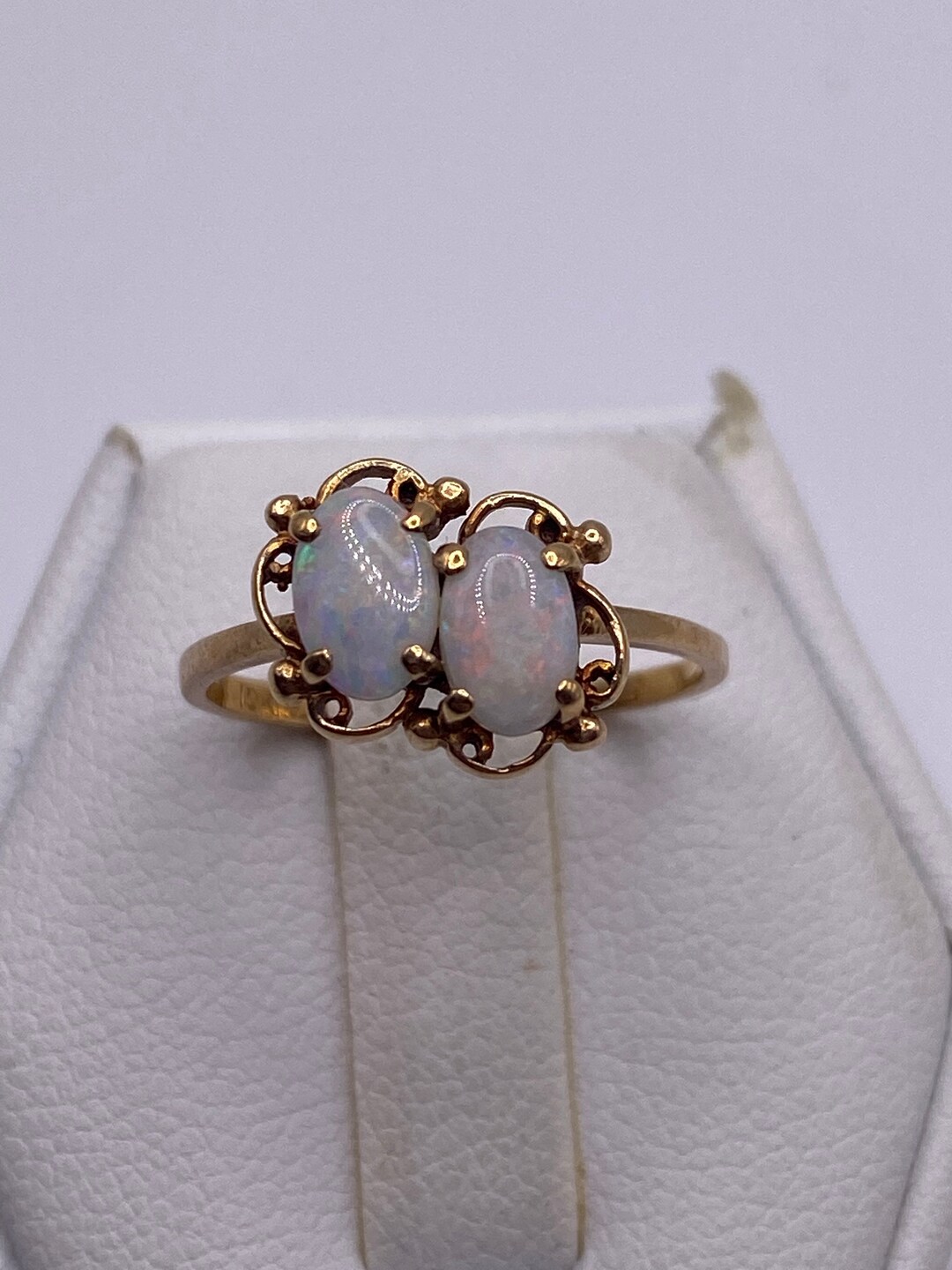 Vintage 14k Gold White Opal Dainty Statement Ring Size 5.5 585 Yellow ...