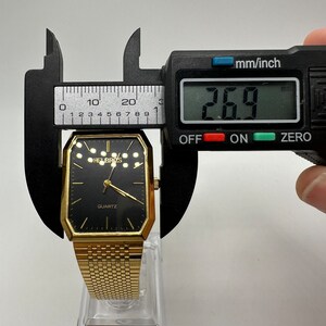 Vintage Helbros Square Quartz Gold Tone 27mm Adjustable Ladies Black ...