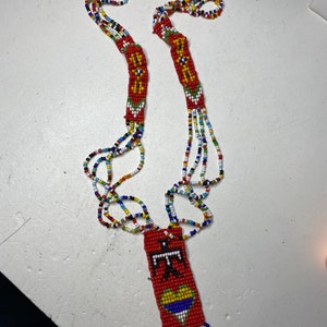 Vintage First Nations Beaded Necklace With Pendant 25” Navaho ...