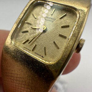 SEIKO RARE Vintage 16-3269 Gold Tone Tank Dress Watch Mesh Band Gift Her Ladies Women Mom Japan ...