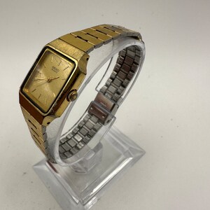 Vintage Seiko 5421 Gold Tone Tank Watch Gift Her Ladies Women Mom Adjustable Sqaure Rectangle ...