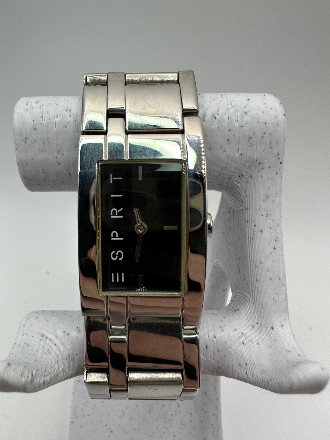 Vintage Esprit Ladies Black Dial Silver Tank Watch Gift Her Women ...