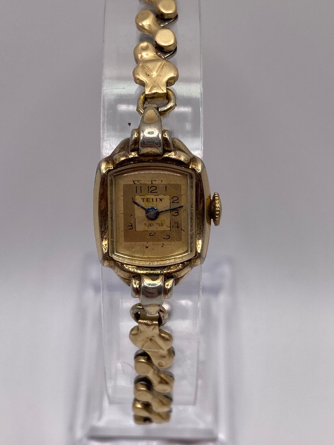 Vintage Telix Ladies Mechanical Wind Art Deco 17 Jewels Watch Gold Tone ...