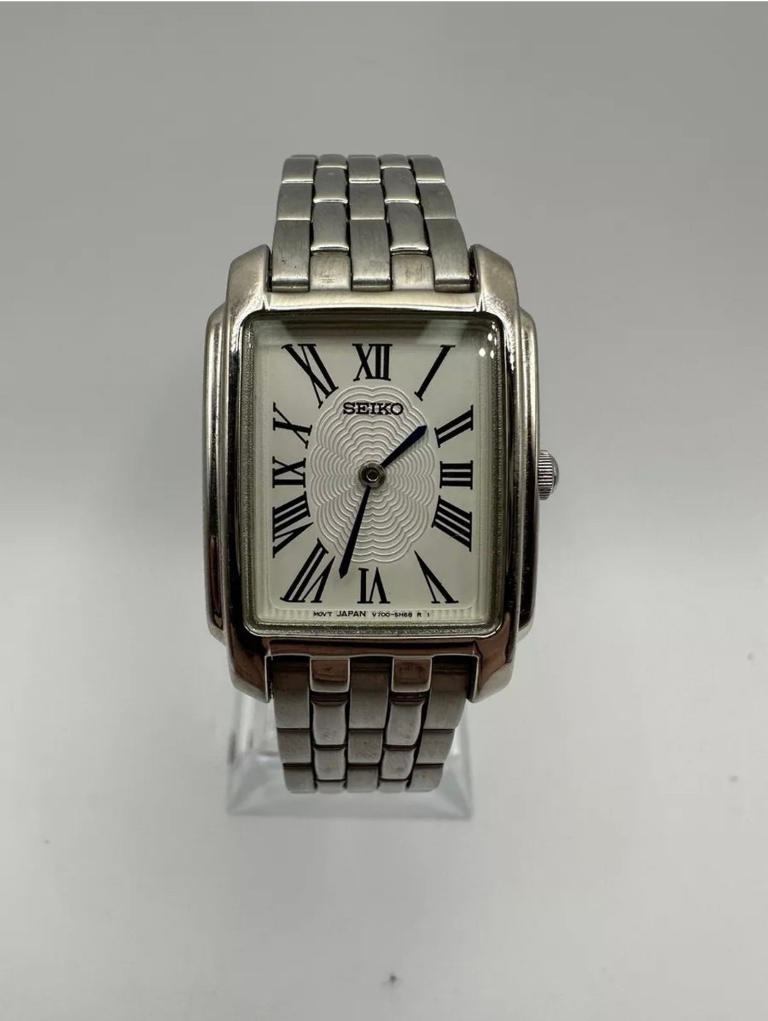 Seiko RARE Ladies Tank Watch Vintage V700 5J10 Silver Roman Numerals 24mm Gift Her Ladies Women ...