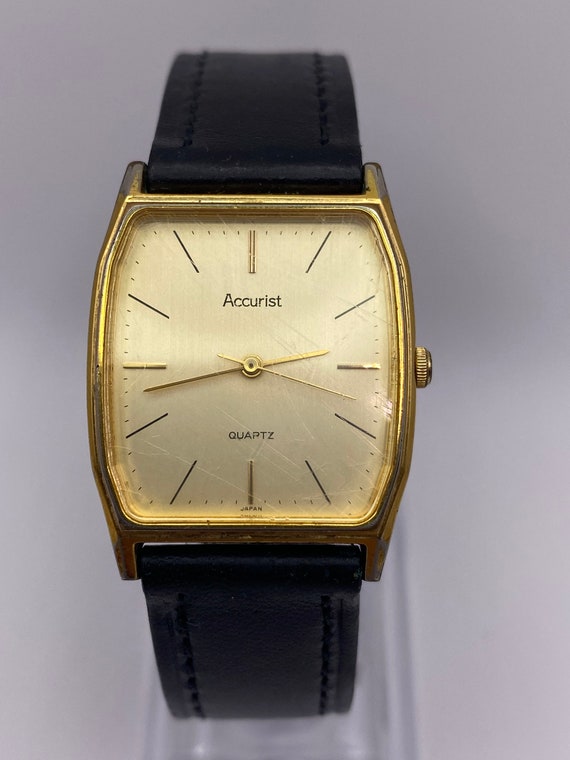 Vintage Accurist Quartz Classic Italian Fine Calf Lea… - Gem