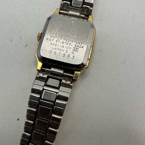Vintage Seiko 5421 Gold Tone Tank Watch Gift Her Ladies Women Mom Adjustable Sqaure Rectangle ...