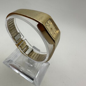 SEIKO RARE Vintage 16-3269 Gold Tone Tank Dress Watch Mesh Band Gift Her Ladies Women Mom Japan ...