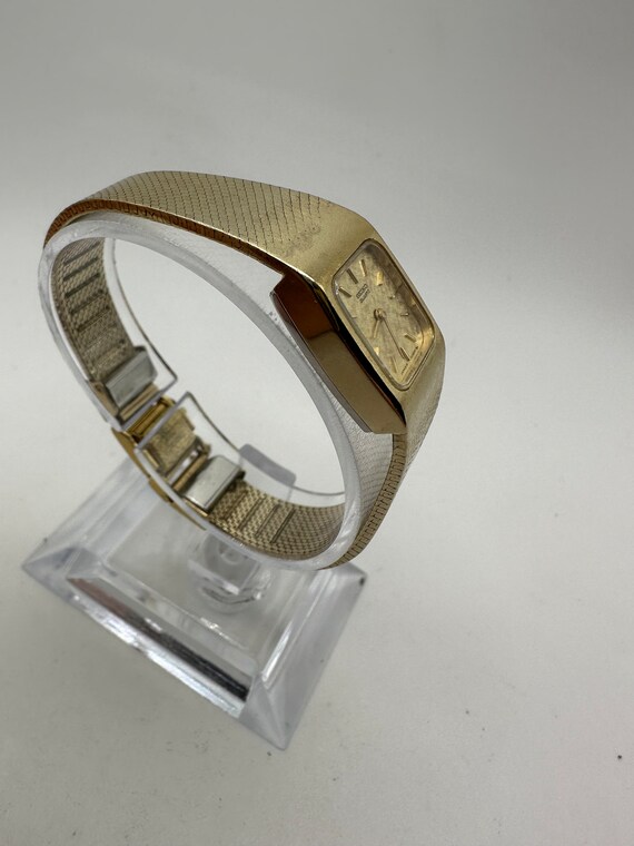 SEIKO RARE vintage 16-3269 gold tone tank Dress watch… - Gem