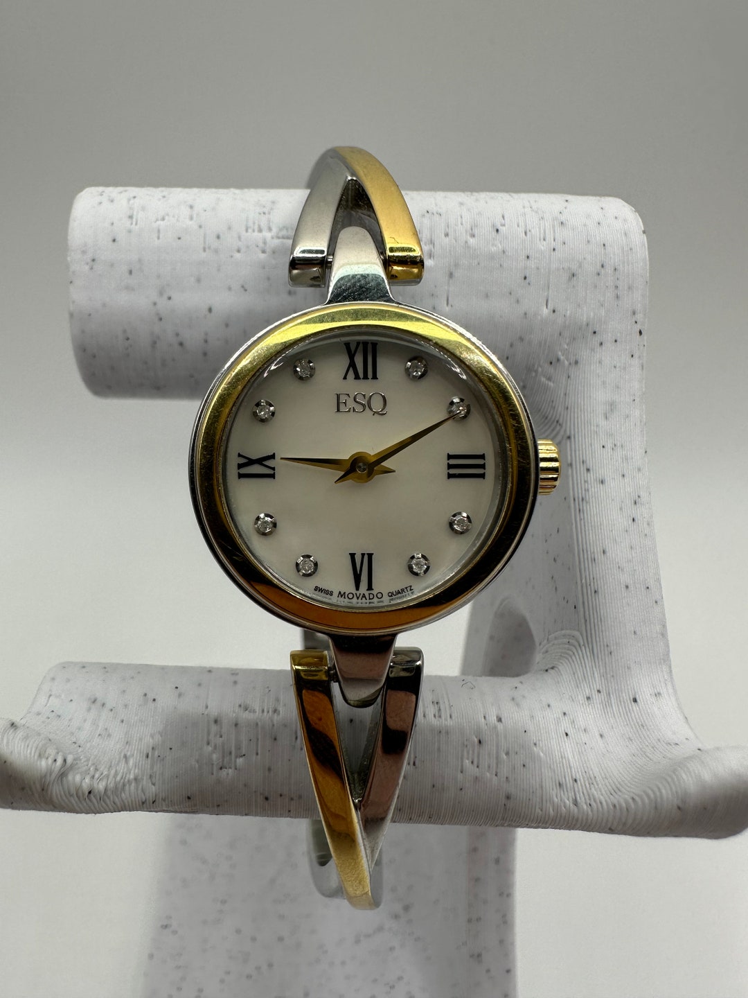 ESQ by Movado Ladies Gold and Silver Quartz Watch Mother of Pearl 35mm ...
