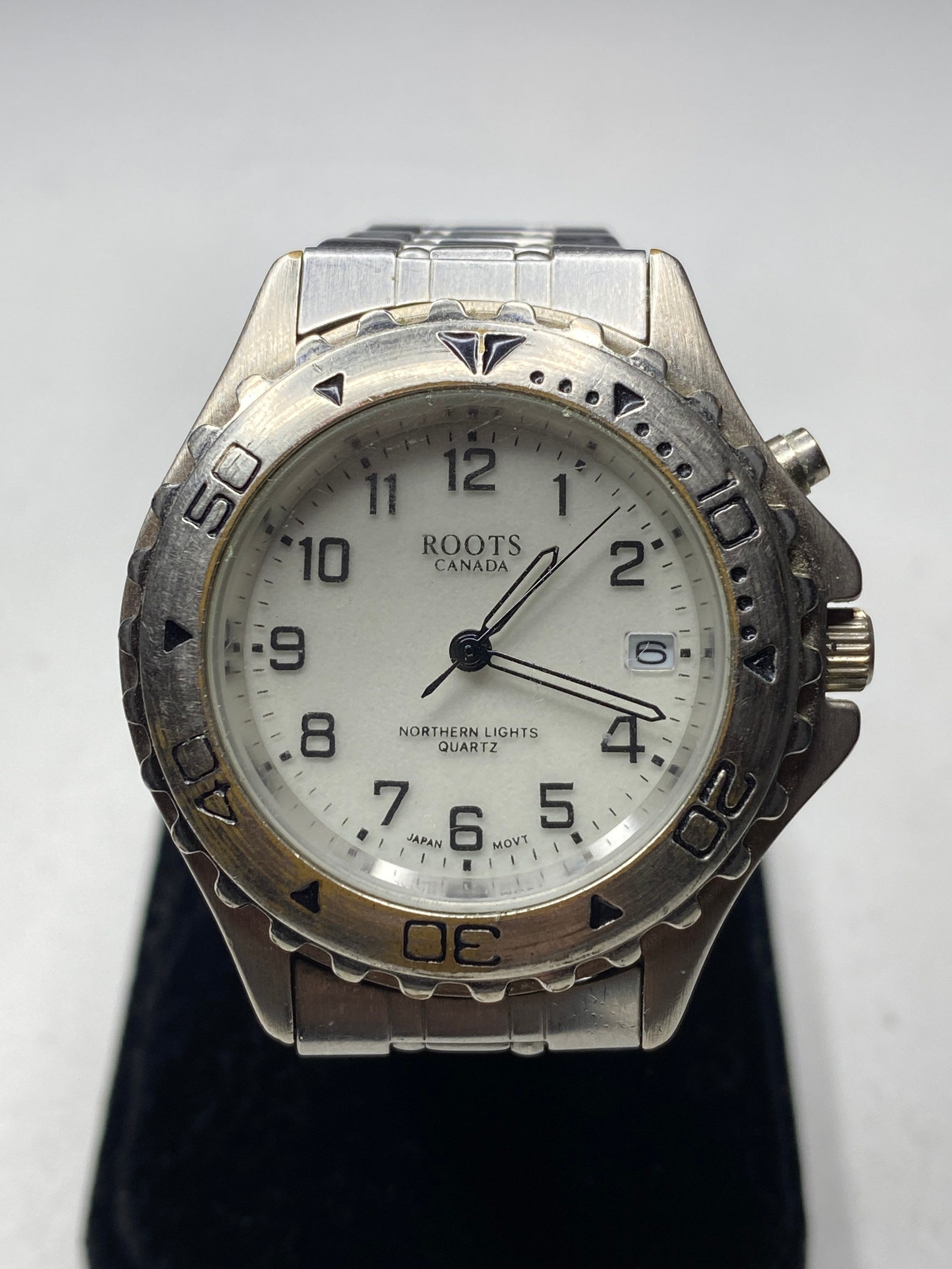 Vintage Roots Canada Stainless Steel Quartz Watch Japan Movement Day ...