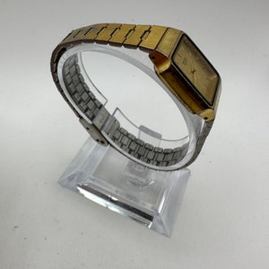 Vintage Seiko 5421 Gold Tone Tank Watch Gift Her Ladies Women Mom Adjustable Sqaure Rectangle ...