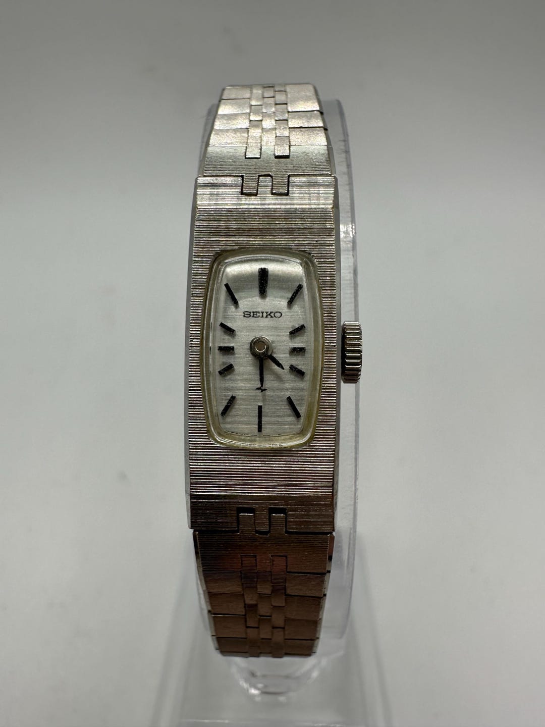 Vintage Seiko Mechanical Hand Wind Ladies Silver Tank Watch Gift Her ...