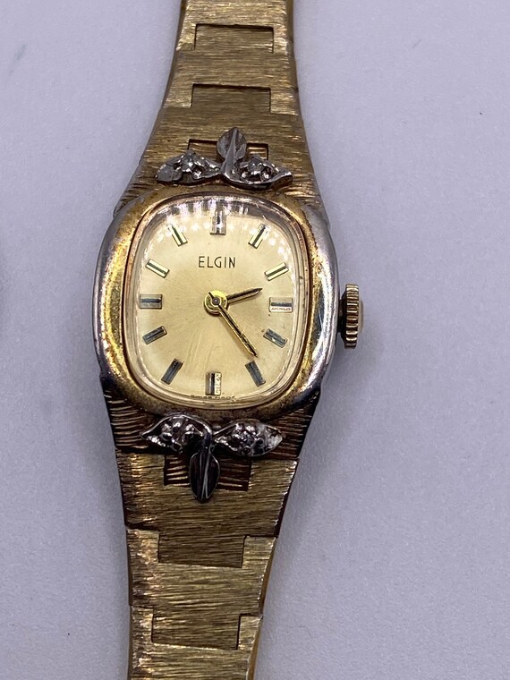 Vintage ladies Elgin mechanical wind gold tone Swiss … - Gem