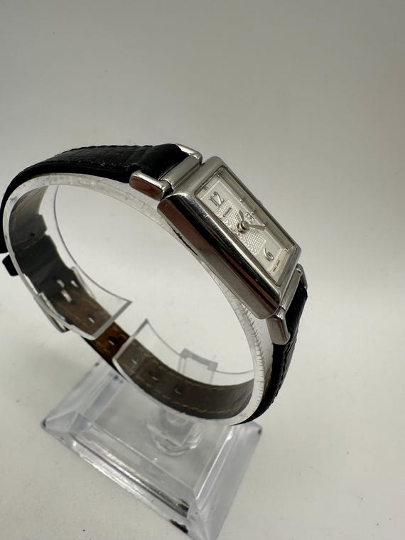 coach vintage Swiss made ladies silver tank Watch bla… - Gem