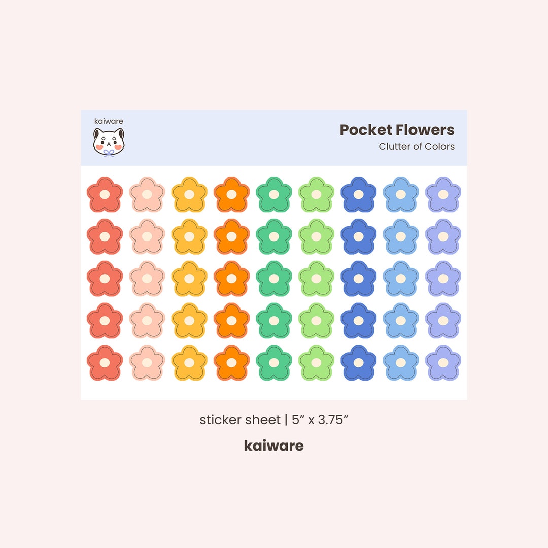 Pocket Flowers in a Clutter of Colors Durable Water Resistant Sticker ...