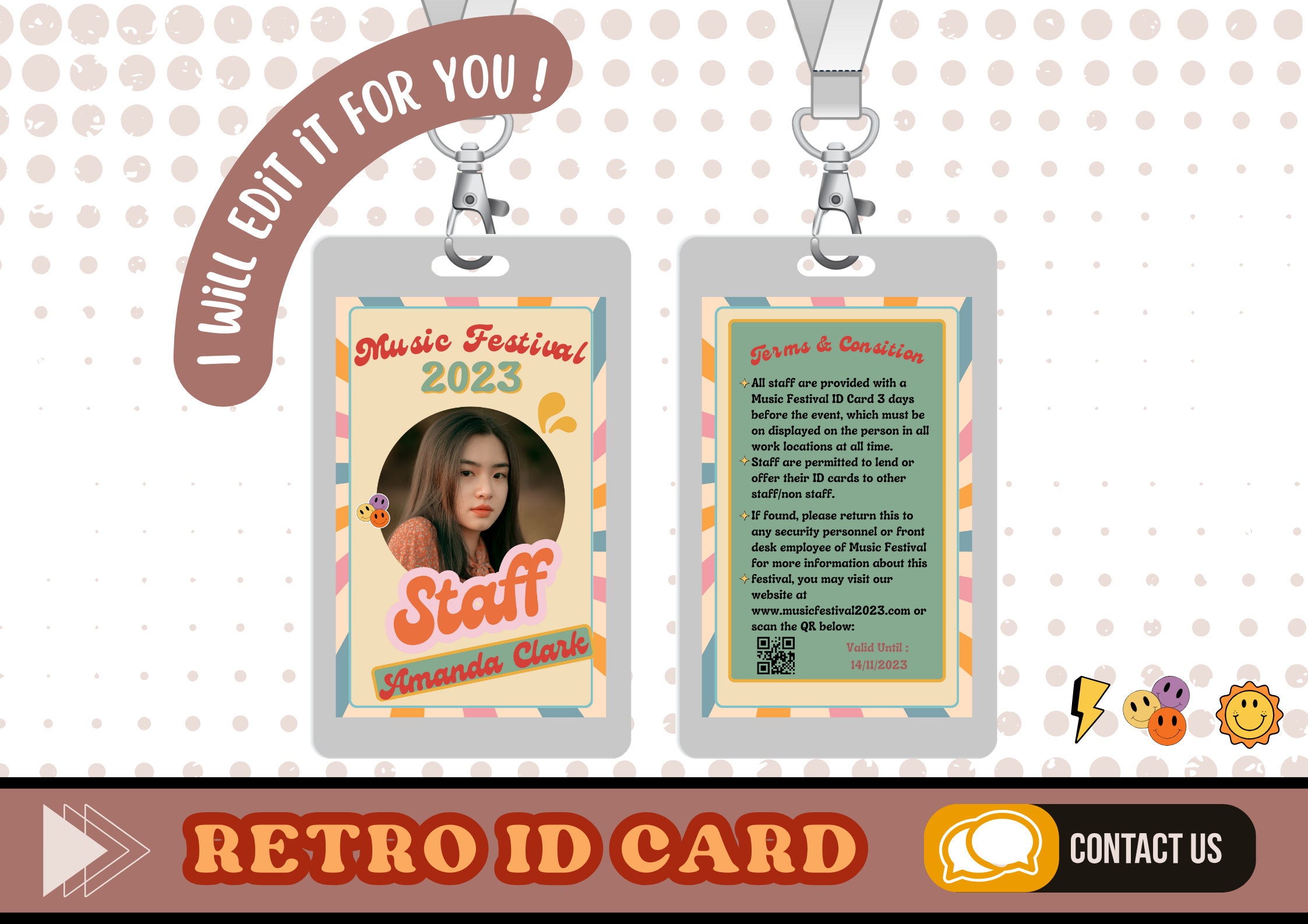Retro ID Card Custom ID Card Event ID Card Company Id Card - Etsy