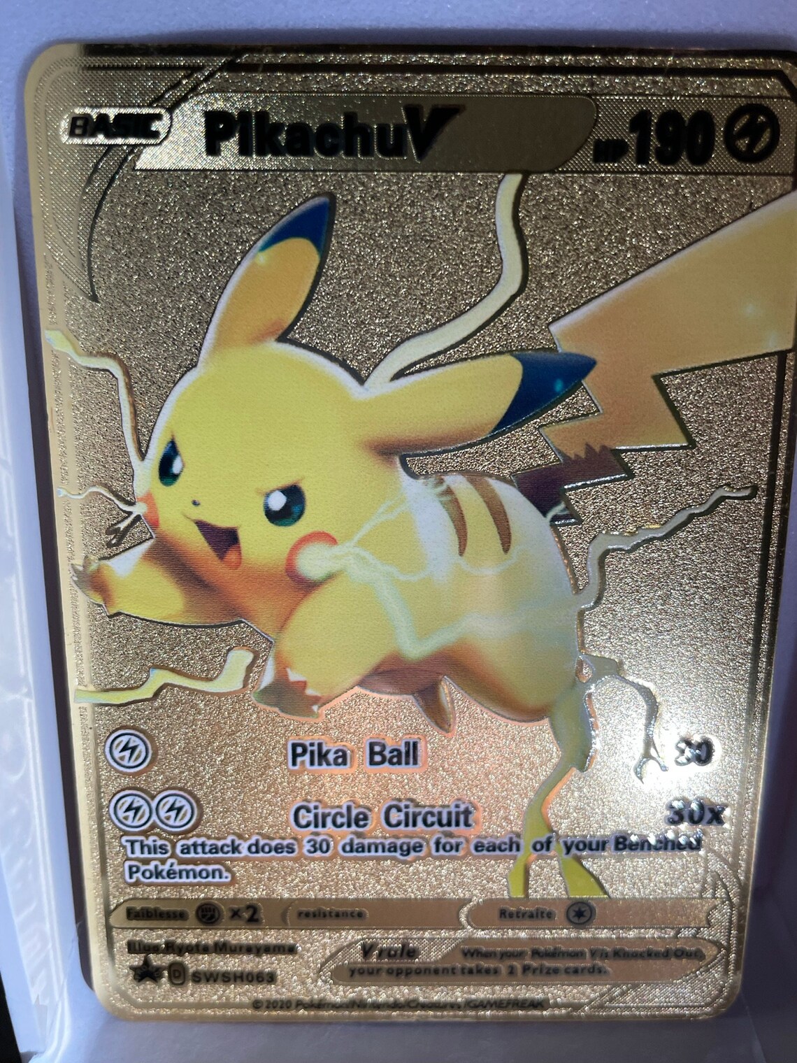 Pikachu V SWSH063 Promo Gold Metal Pokemon Card Unique | Etsy