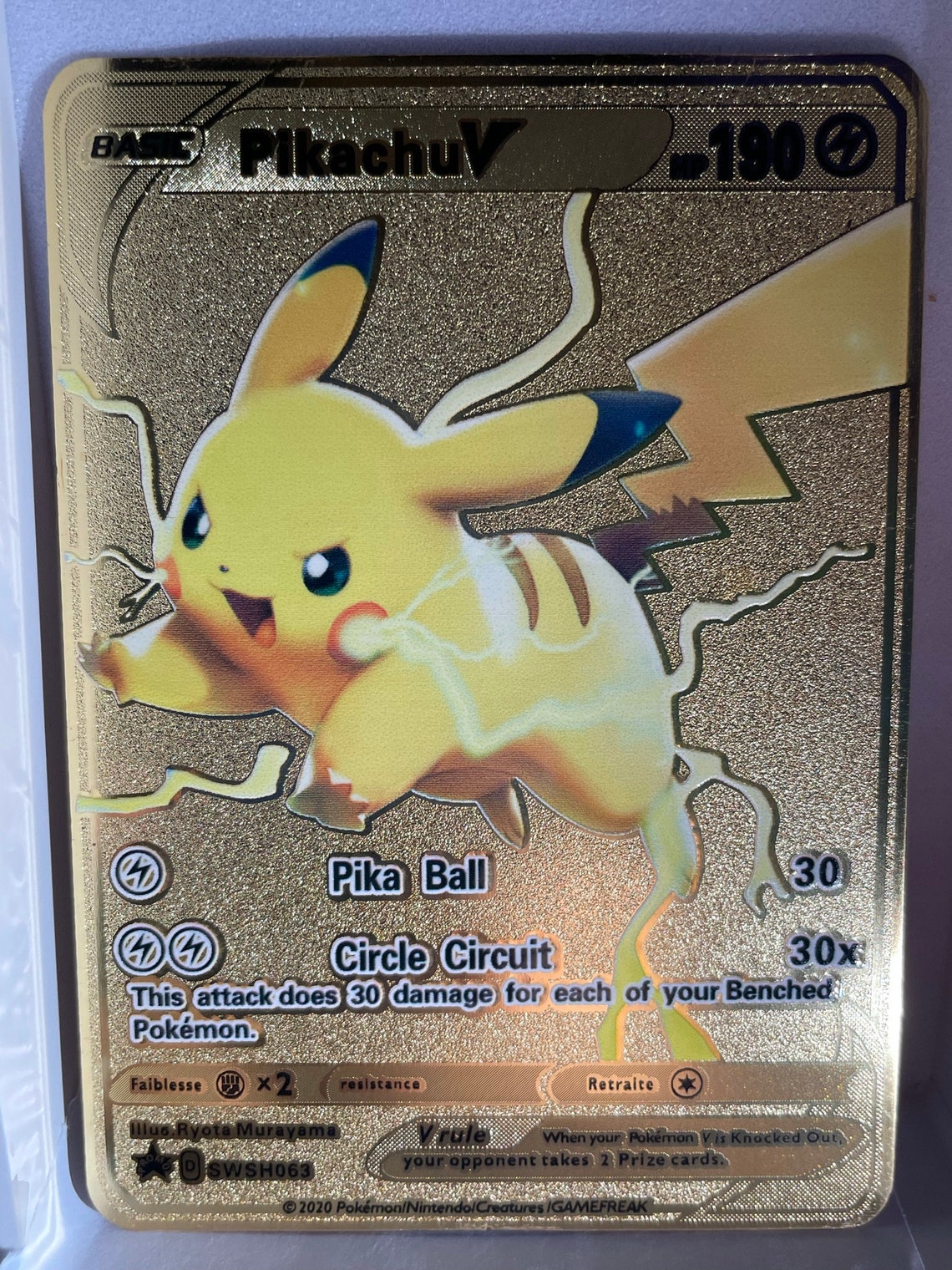 Pikachu V SWSH063 Promo Gold Metal Pokemon Card Unique | Etsy