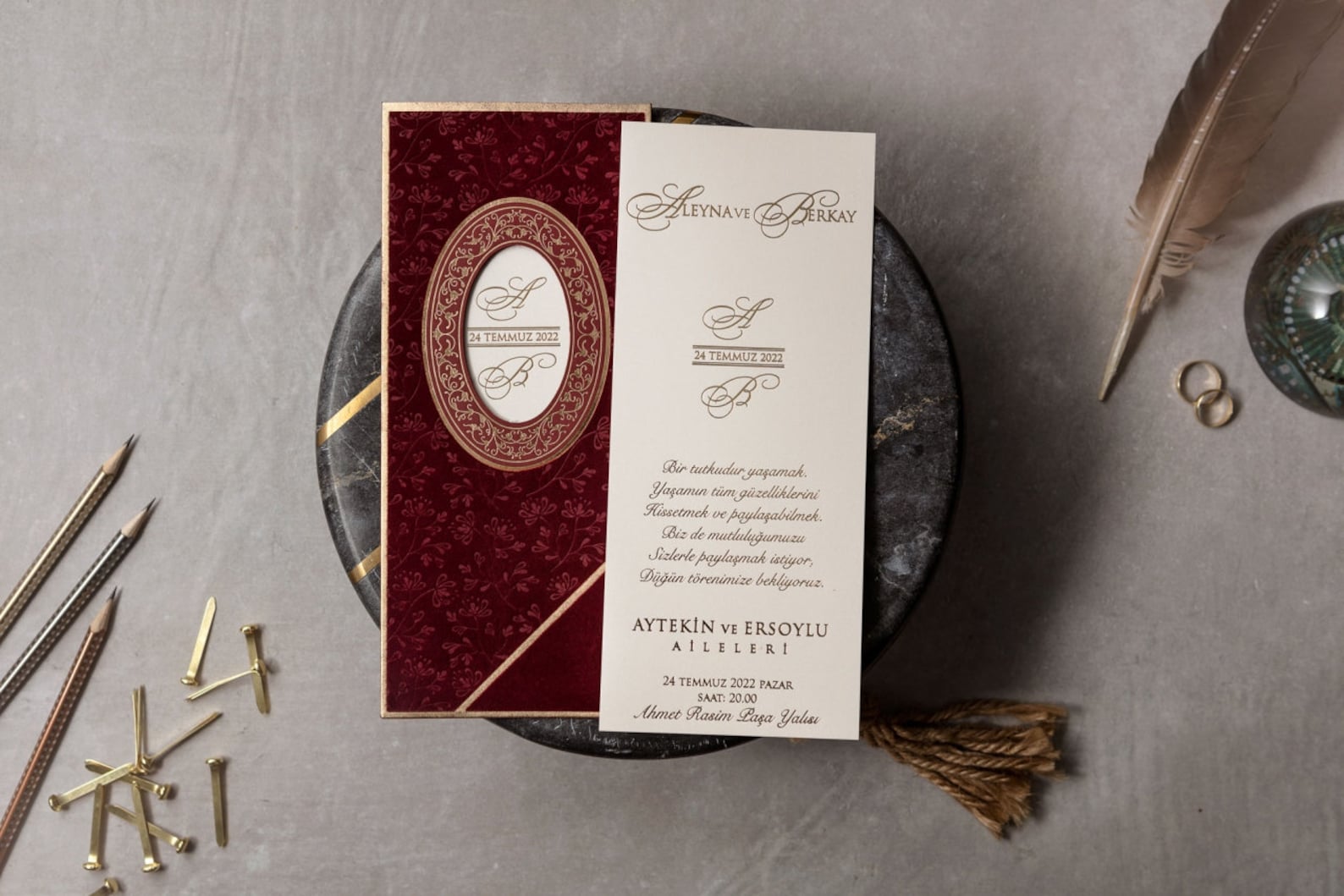 Velvet Invitation Personalised Unique Wedding Card - Etsy