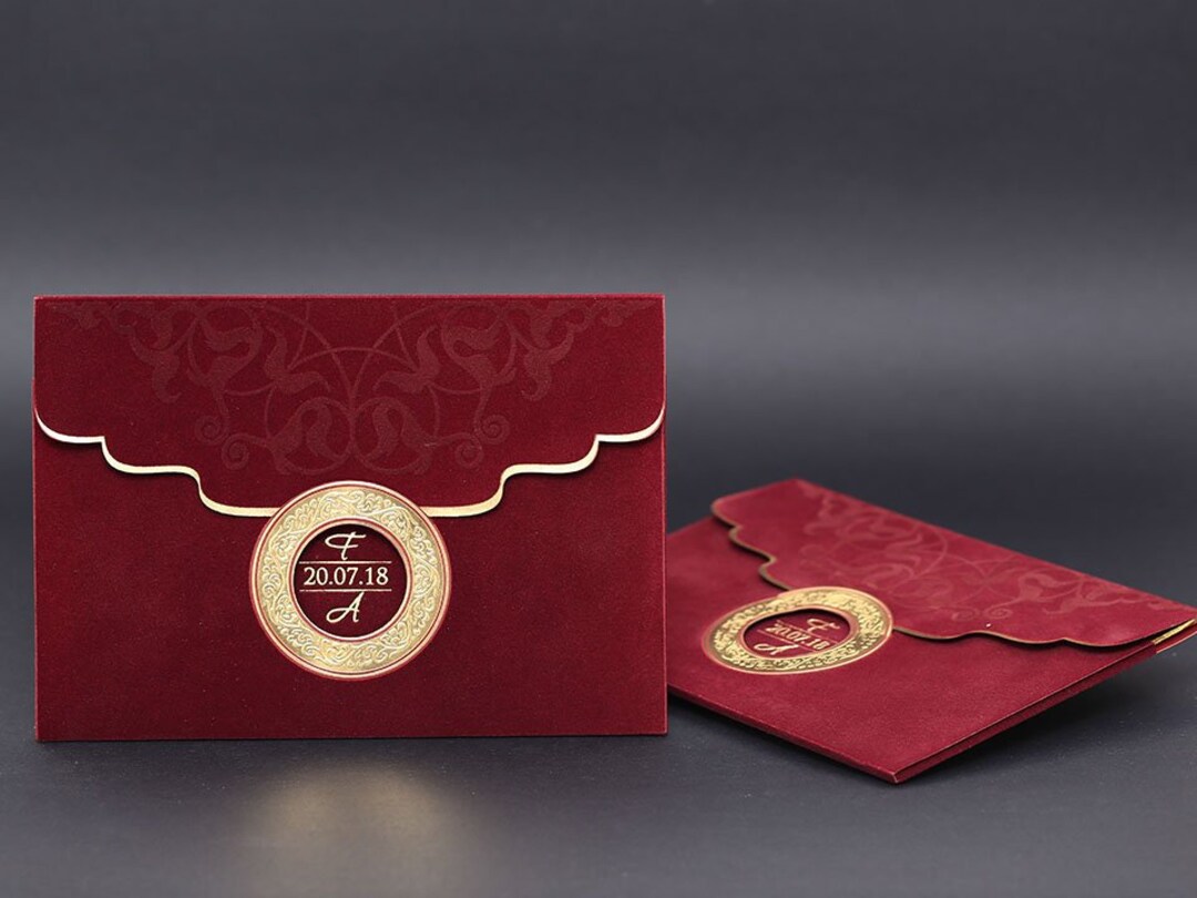 Velvet Invitation, Personalised Unique Wedding Card, Minimalist Design ...