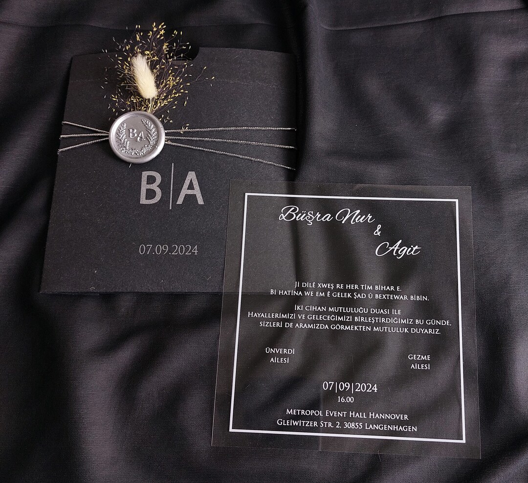 Acrylic Wedding Invitation Elegant Black Wedding Invitations - Etsy
