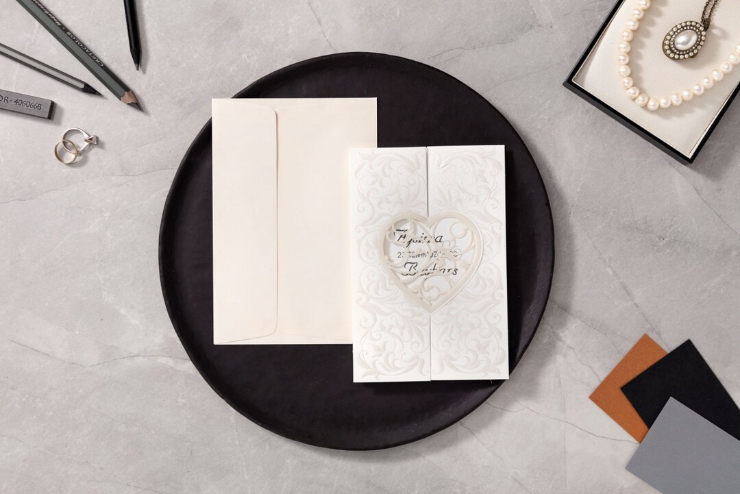 Modern Invitation, Personalised Unique Wedding Card, Minimalist Design ...