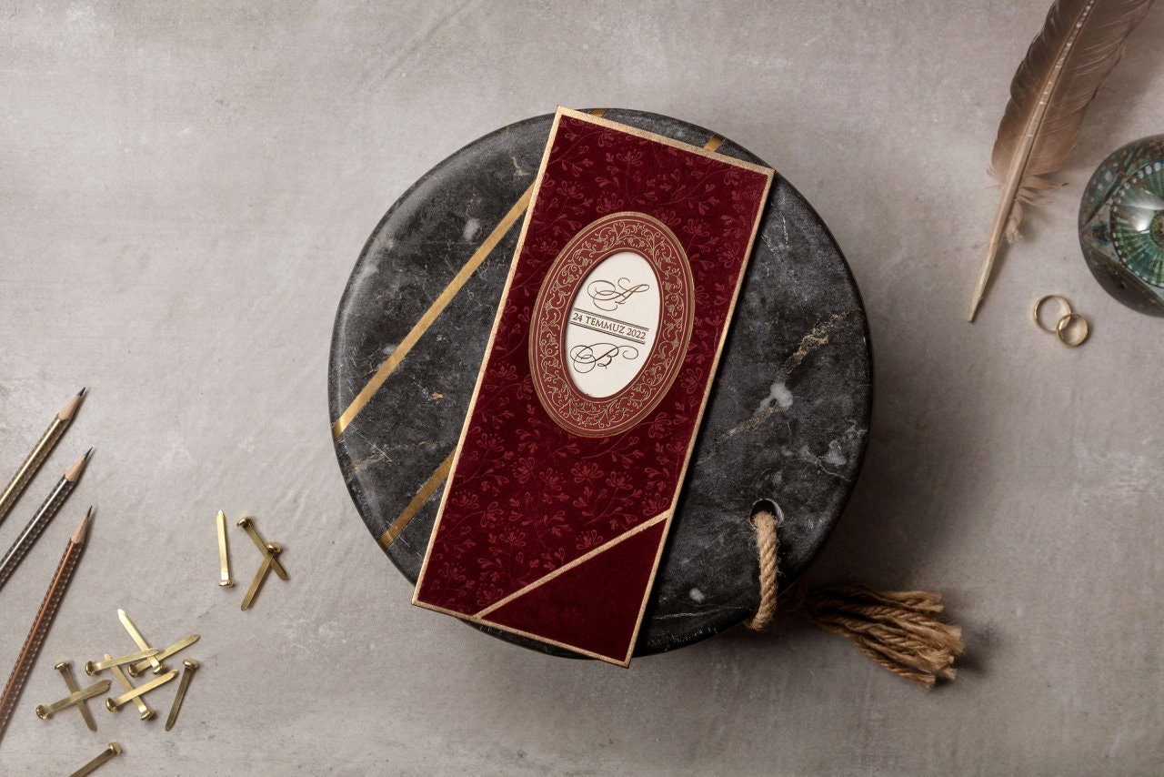 Velvet Invitation Personalised Unique Wedding Card - Etsy