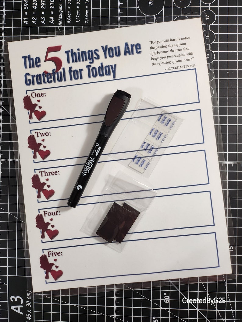 5 Things You Are Grateful for Today - 8.5x11 Erasable Kit - Etsy