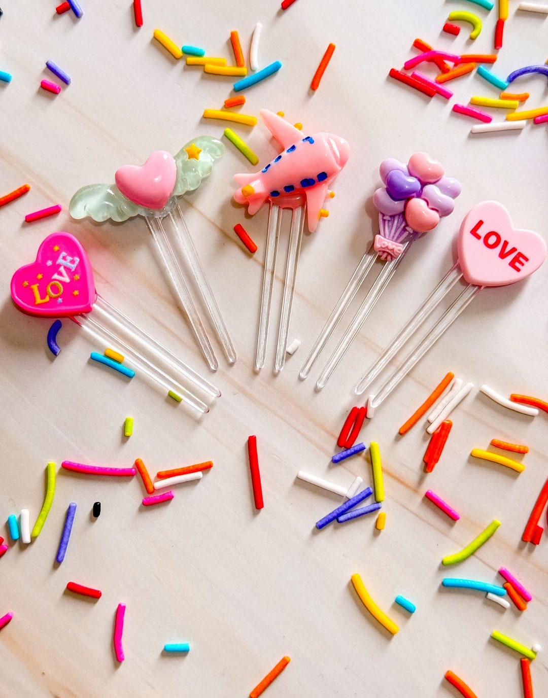 Pink Love Picks for Kids, Bento School Picks, Bento Lunchbox, Mini ...