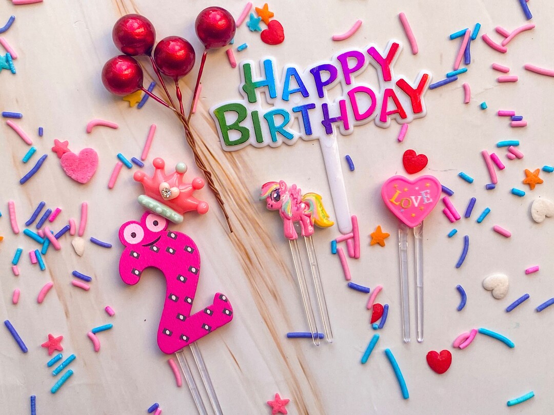 Unicorn Cupcake Topper for Kids Birthday Party | Number 2 Food Pick ...