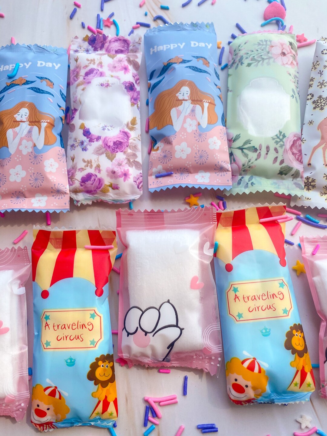 Cute Wet Wipes for Lunchbox, Mega Pack of 10, Bento Picks, Bento ...