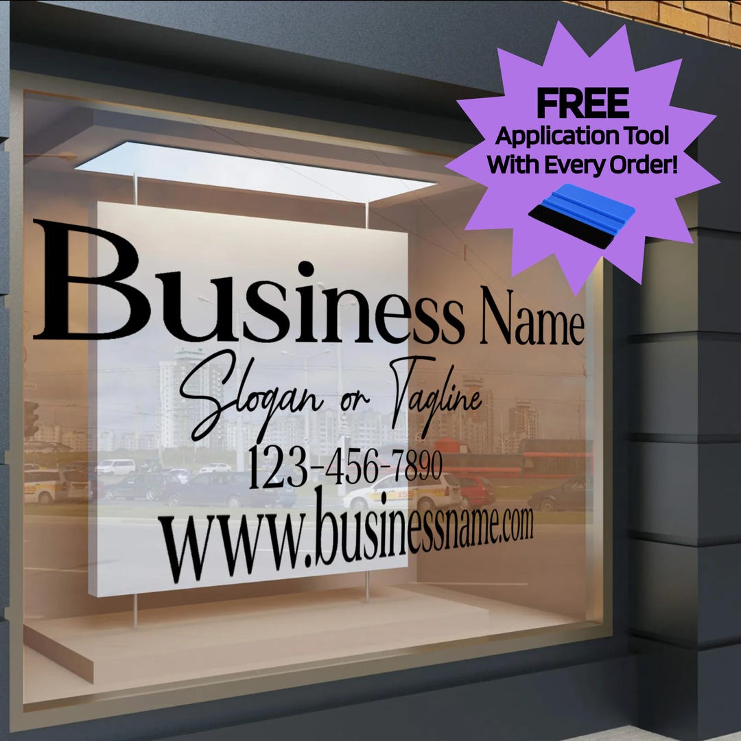 Custom Vinyl Business Window Decal: Personalized Storefront Sign ...