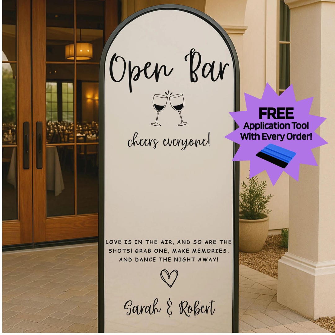 Open Bar Decal: Wedding Reception Sign | Stickers for Weddings | Signs ...