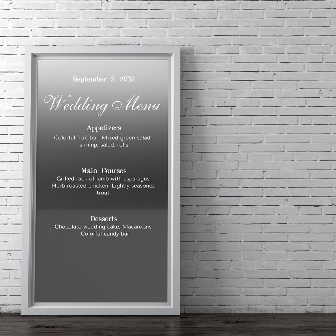 Custom Wedding Menu Vinyl Decal / Personalized Wedding Decal for Mirror ...